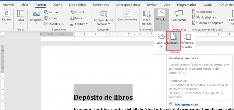 Marcadores en Word – Buscar Tutorial